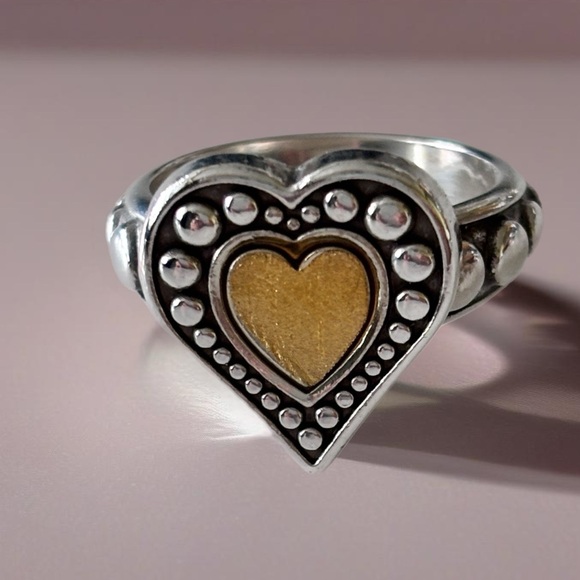 Brighton | Jewelry | Brighton Pretty Tough Bold Heart Two Tone Ring ...